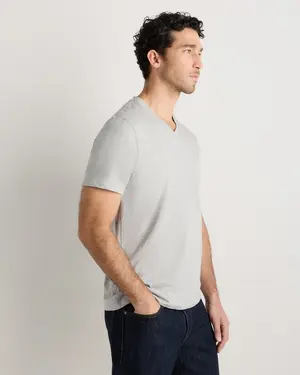 Quince 100% Pima Cotton Luxe Touch V-neck T-shirt - Heather Grey