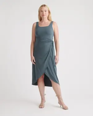 Quince Tencel Jersey Side Tie Midi Dress - Dark Olive