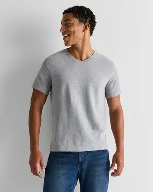 Quince Slub V-neck T-shirt - Heather Grey