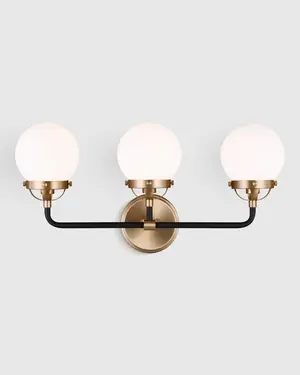 Quince Triple Globe Steel Sconce - Black