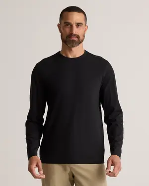 Quince 100% Pima Cotton Luxe Touch Long Sleeve T-shirt - Bold Black