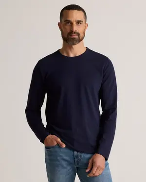 Quince 100% Pima Cotton Luxe Touch Long Sleeve T-shirt - Deep Navy