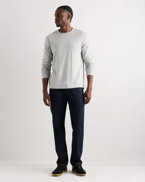 Quince 100% Pima Cotton Luxe Touch Long Sleeve T-shirt - Heather Grey