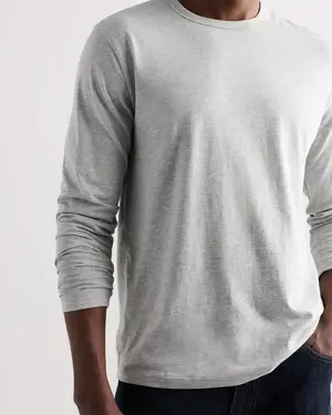 Quince 100% Pima Cotton Luxe Touch Long Sleeve T-shirt - Heather Grey