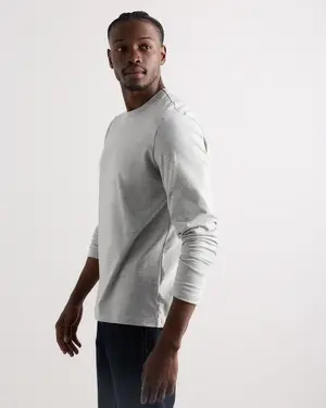 Quince 100% Pima Cotton Luxe Touch Long Sleeve T-shirt - Heather Grey