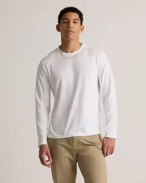 Quince 100% Pima Cotton Luxe Touch Long Sleeve T-shirt - White