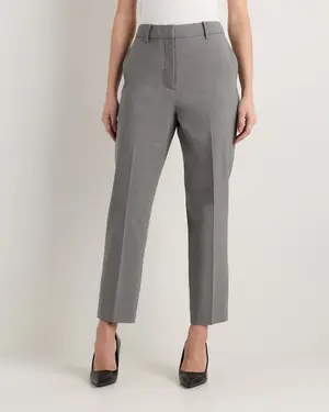 Quince Italian Wool Slim Leg Ankle Trousers - Grey Melange