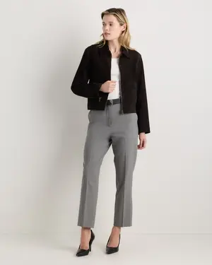Quince Italian Wool Slim Leg Ankle Trousers - Grey Melange