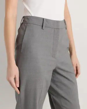 Quince Italian Wool Slim Leg Ankle Trousers - Grey Melange