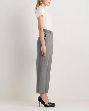 Quince Italian Wool Slim Leg Ankle Trousers - Grey Melange