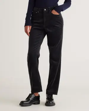 Quince Organic Stretch Corduroy Straight Leg Pants - Black