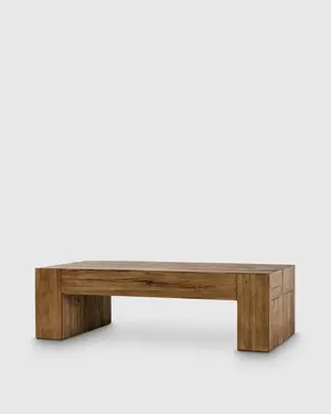 Quince Reclaimed Oak Waterfall Coffee Table - Cafe Brown