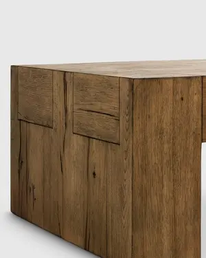 Quince Reclaimed Oak Waterfall Coffee Table - Cafe Brown