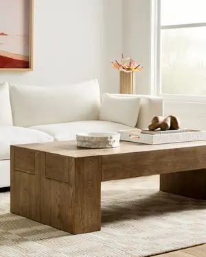 Quince Reclaimed Oak Waterfall Coffee Table - Cafe Brown