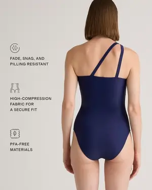 Quince Italian One-shoulder One-piece Swimsuit - Deep Navy