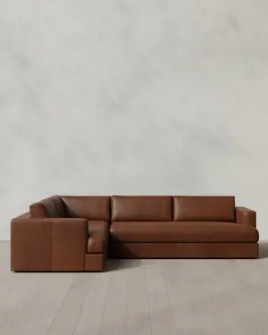 Quince Sierra Curved Arm L Sectional In Leather - Espresso