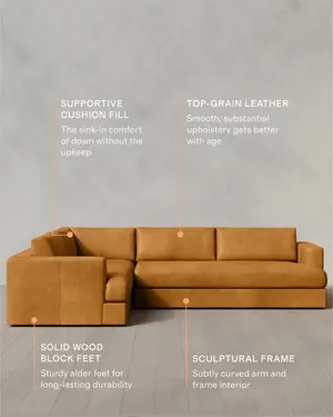 Quince Sierra Curved Arm L Sectional In Leather - Scotch