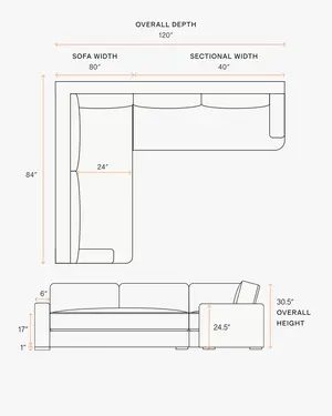 Quince Sierra Curved Arm L Sectional In Leather - Scotch