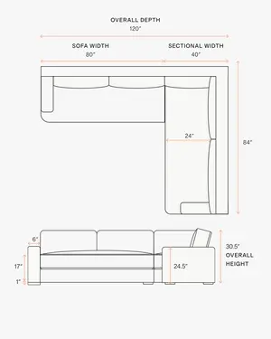 Quince Sierra Curved Arm L Sectional In Leather - Scotch