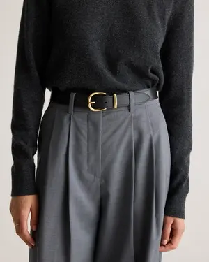 Quince Allegra European Leather Belt - Black