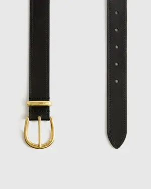 Quince Allegra European Leather Belt - Black