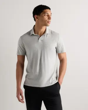 Quince Men's 100% Pima Cotton Luxe Touch Polo Heather Grey