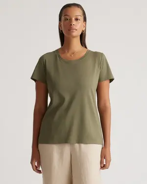 Quince Cotton Modal Crew Neck T-shirt - Dark Olive