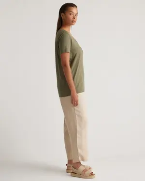 Quince Cotton Modal Crew Neck T-shirt - Dark Olive