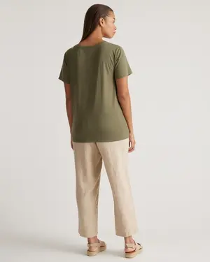 Quince Cotton Modal Crew Neck T-shirt - Dark Olive