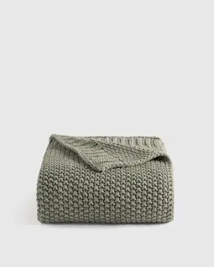 Quince Cotton Fisherman Throw - Dried Sage