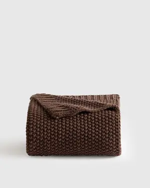 Quince Cotton Fisherman Throw - Espresso