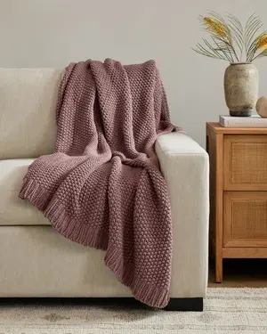 Quince Cotton Fisherman Throw - Fig