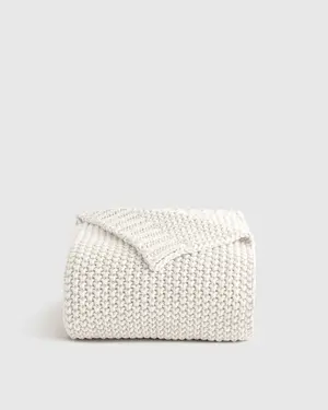Quince Cotton Fisherman Throw - Ivory