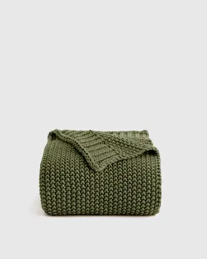 Quince Cotton Fisherman Throw - Olive