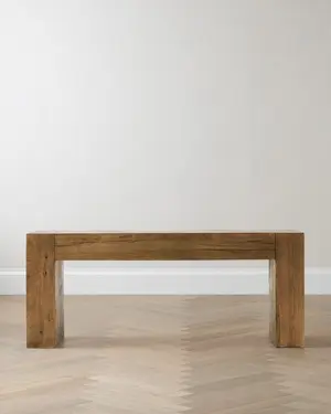 Quince Reclaimed Oak Waterfall Console Table Cafe Brown
