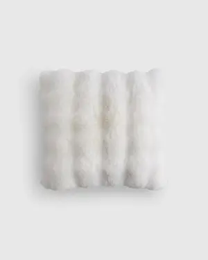 Quince Ruched Faux Fur Pillow Cover - Ivory