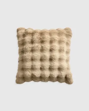 Quince Ruched Faux Fur Pillow Cover Mink