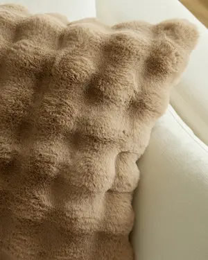 Quince Ruched Faux Fur Pillow Cover