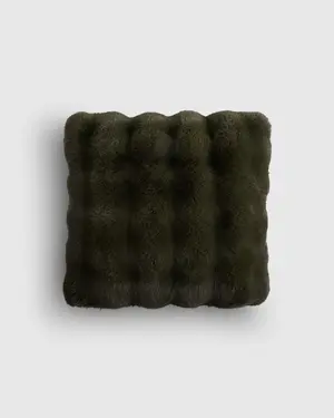 Quince Ruched Faux Fur Pillow Cover - Pine