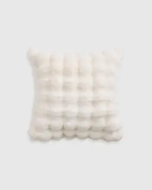 Quince Ruched Faux Fur Pillow Cover Snow