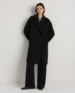 Quince Wool Cashmere Double-breasted Slouch Coat - Black