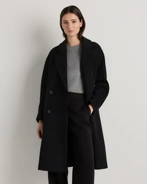 Quince Wool Cashmere Double-breasted Slouch Coat - Black