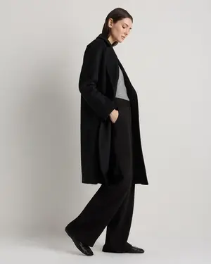 Quince Wool Cashmere Double-breasted Slouch Coat - Black