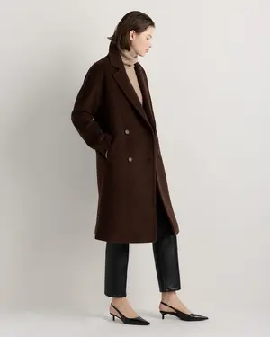 Quince Wool Cashmere Double-breasted Slouch Coat - Dark Chocolate