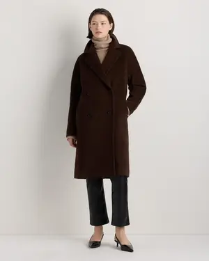 Quince Quince Wool Cashmere Double-Breasted Slouch Coat Dark Chocolate