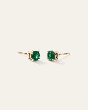 Quince 14k Gold Gemstone Stud Earrings Emerald