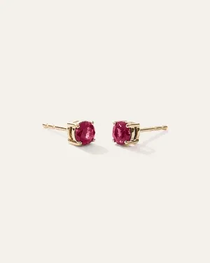 Quince 14k Gold Gemstone Stud Earrings Ruby