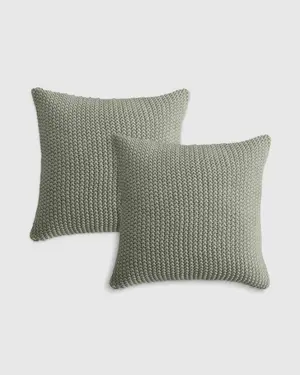 Quince Cotton Fisherman Pillow Cover Dried Sage