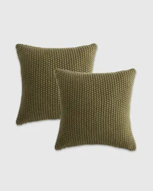 Quince Cotton Fisherman Pillow Cover - Olive