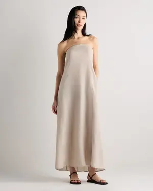 Quince Linen Strapless Maxi Dress - Flax